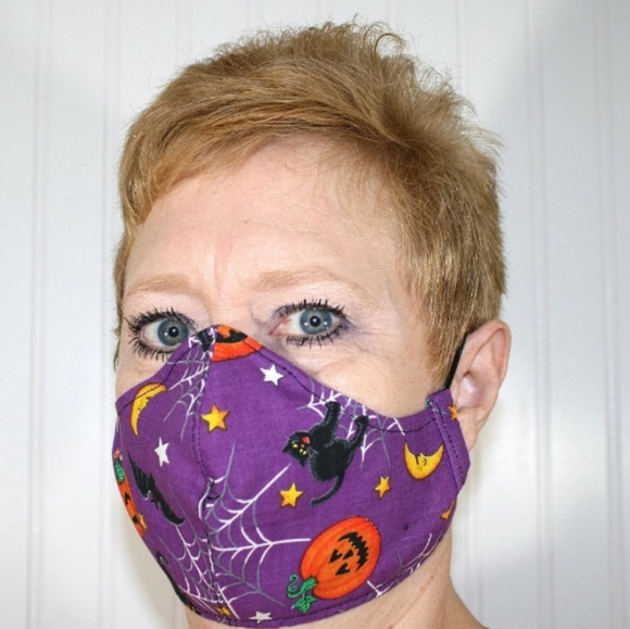 Hand Crafted | Accessories | Handmade Cloth Purple Halloween Face Mask ...